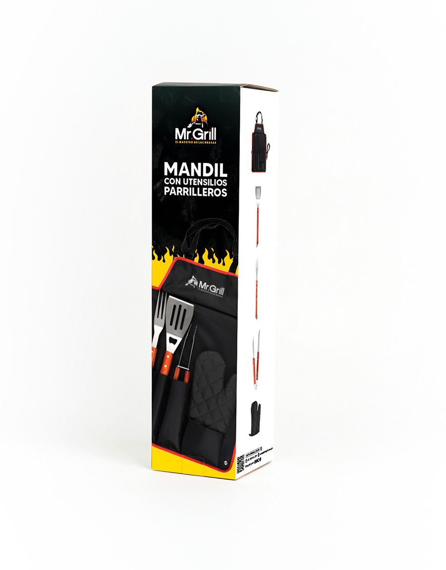 Mandil con Utensilios Parrilleros – Set Parrillero de 5 Piezas